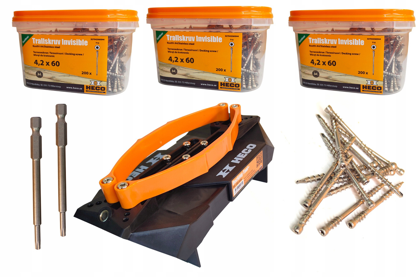 Zestaw: Wkręty tarasowe ukryty montaż nierdzewne INVISIBLE A4 HECO 4 ...